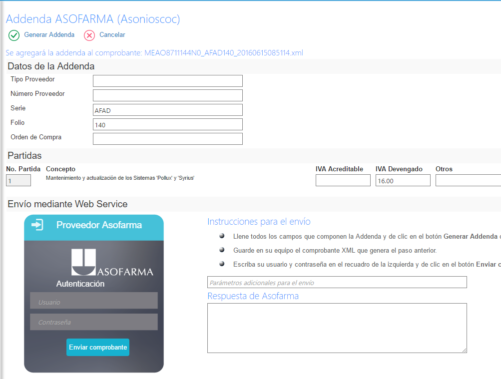 Addenda Asofarma - Factura Fácilmente de México S.A. de C.V.